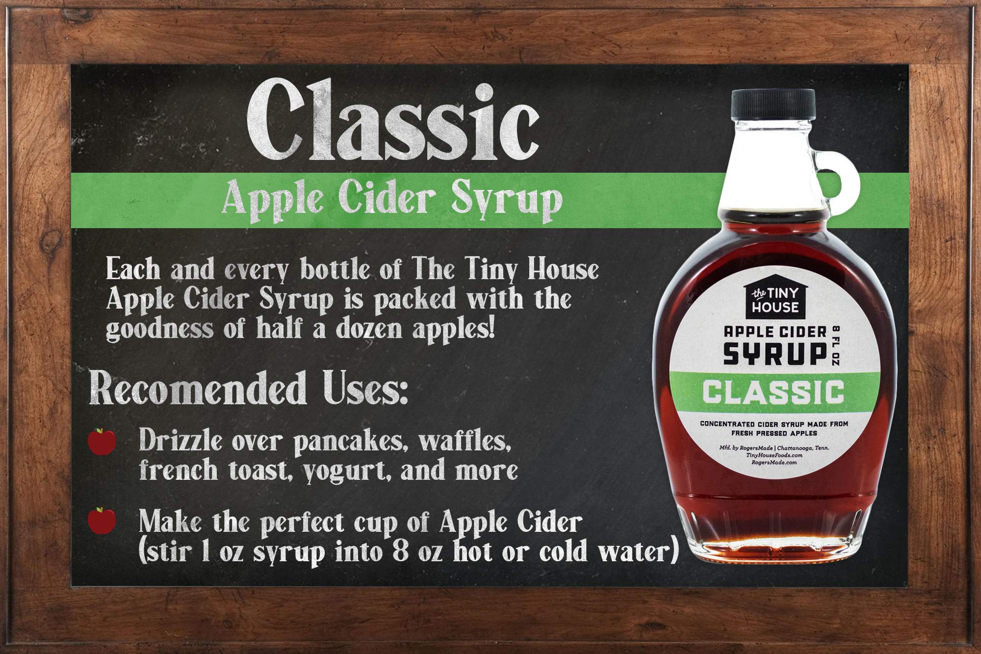 The Tiny House Classic Apple Cider Syrup | Handmade Concentrated Cider Syrup from Fresh Pressed Apples | A Perfect Breakfast Syrup & Pancake Syrup | Proudly Made in the USA | 8 Ounce Bottle