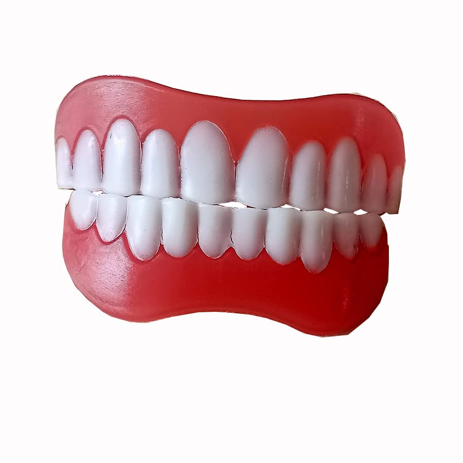 npkgvia Dentures Artificial Dentures Artificial Dentures Cosmetic Teeth Covering Artificial Dentures False Teeth Veneers Dentures Tooth Things to Make Your Teeth (Red, One Size)