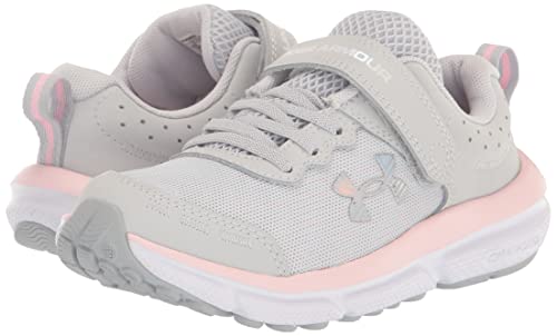 Under Armour Girls' Pre School Assert 10 Alternate Closure, (100) Halo Gray/Pink Sugar/Iridescent, 2, US