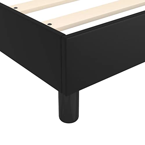 vidaXL Box Spring Bed Frame Home Indoor Bed Accessory Bedroom Upholstered Single Bed Base Furniture Black 39.4"x74.8" Twin Faux Leather
