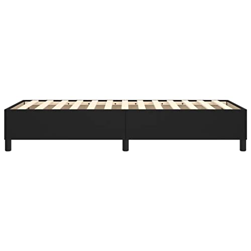 vidaXL Box Spring Bed Frame Home Indoor Bed Accessory Bedroom Upholstered Single Bed Base Furniture Black 39.4"x74.8" Twin Faux Leather