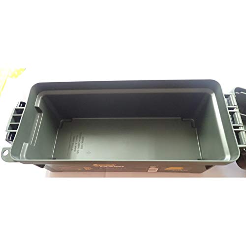 Plano Shot Shell Box, OD Green, Lockable Ammunition Storage Box with Heavy-Duty Carry Handle, Small Plastic Ammo Storage, Water-Resistant Protection, Holds 4 Boxes of Ammo