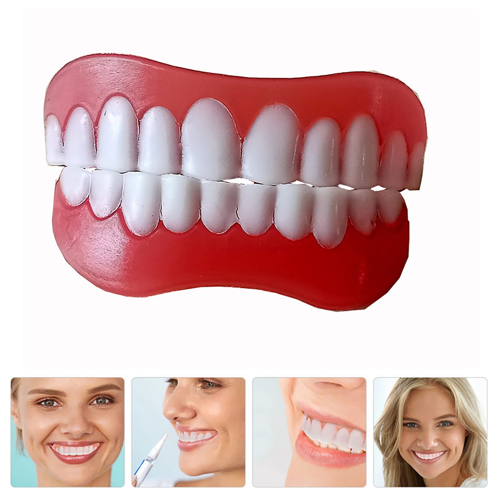 npkgvia Dentures Artificial Dentures Artificial Dentures Cosmetic Teeth Covering Artificial Dentures False Teeth Veneers Dentures Tooth Things to Make Your Teeth (Red, One Size)