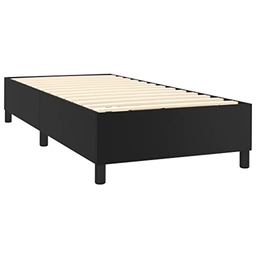 vidaXL Box Spring Bed Frame Home Indoor Bed Accessory Bedroom Upholstered Single Bed Base Furniture Black 39.4"x74.8" Twin Faux Leather