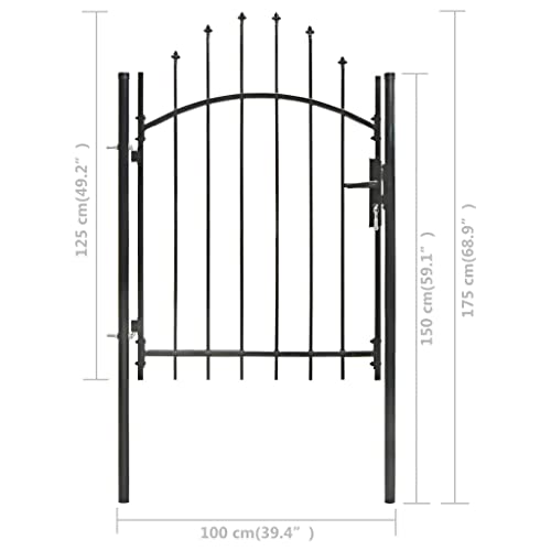 vidaXL Garden Gate Steel 39.4"x68.9" Black