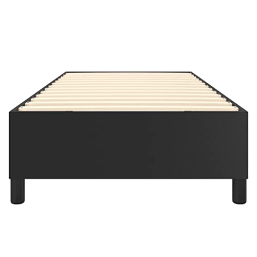 vidaXL Box Spring Bed Frame Home Indoor Bed Accessory Bedroom Upholstered Single Bed Base Furniture Black 39.4"x74.8" Twin Faux Leather