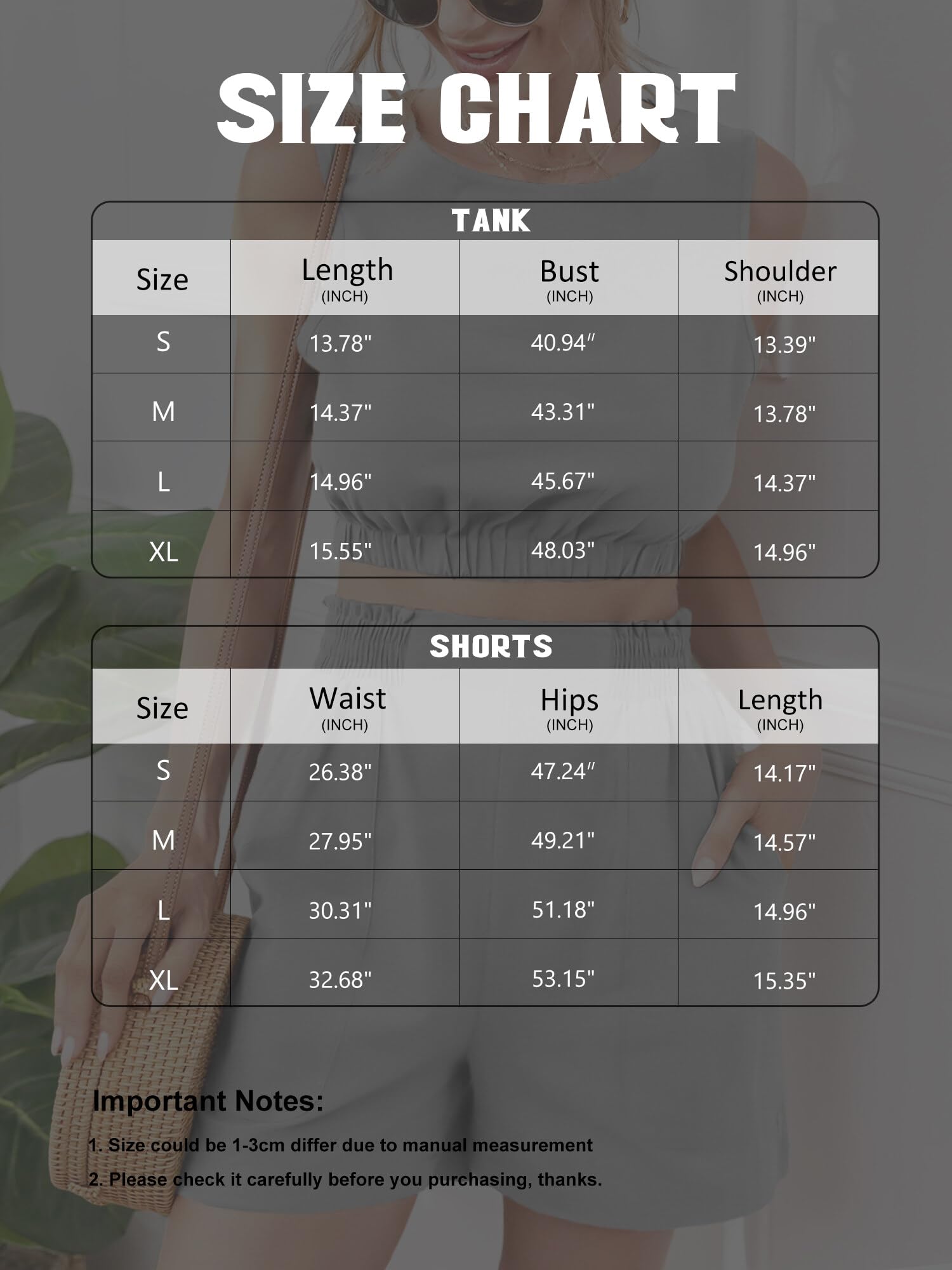 TAKEYAL Women's 2 Piece Outfits Round Neck Sleeveless Crop Tank Top and High Waist Pocketed Shorts Loose Summer 2pcs Short Sets (Grey, XL)