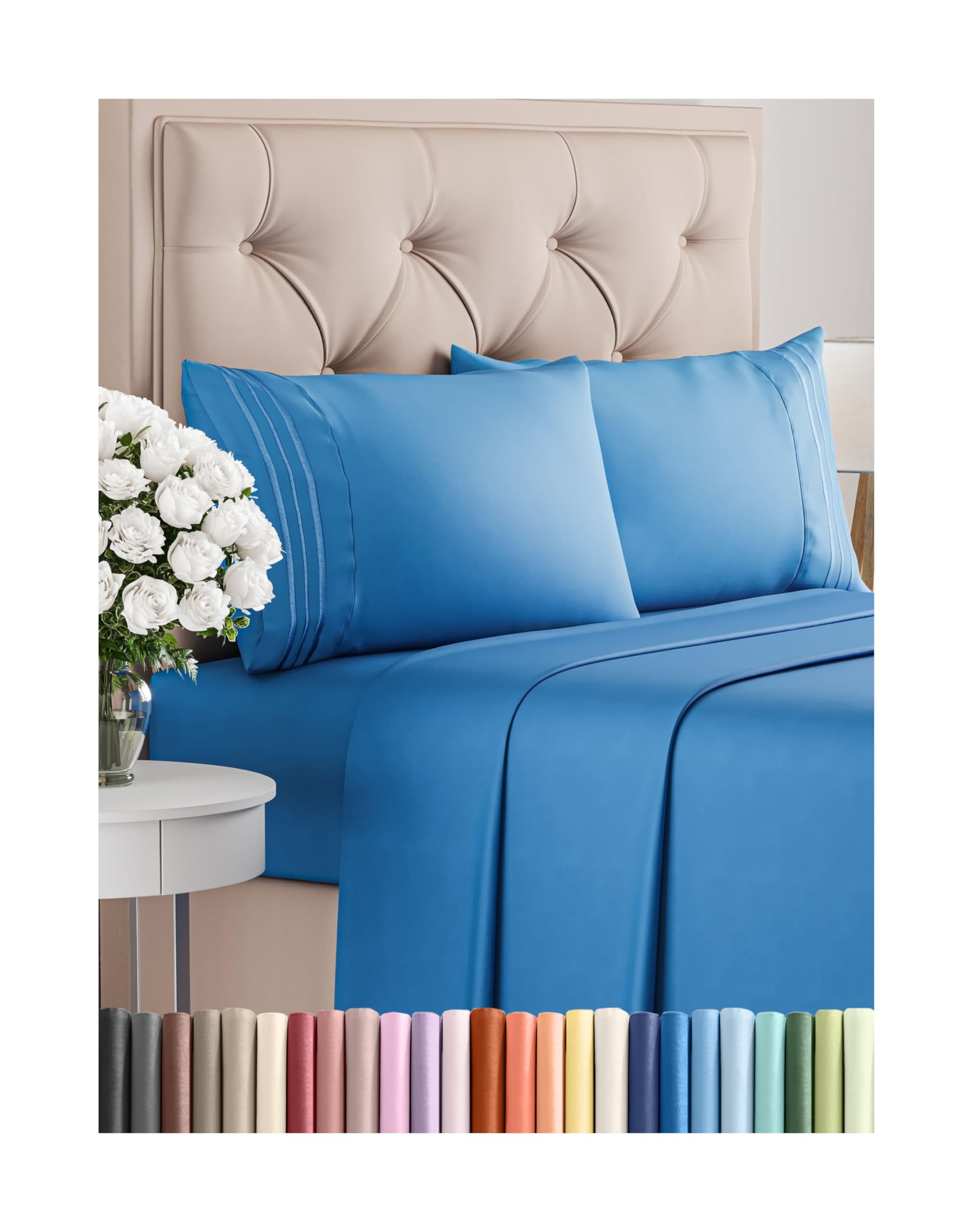 King Size 4 Piece Sheet Set - Comfy Breathable & Cooling Bed Sheets Set - Hotel Luxury Bedding for Women, Men, Kids & Teens - Deep Pockets, Easy-Fit, Super Soft & Wrinkle Free - Oeko-Tex - Royal Blue
