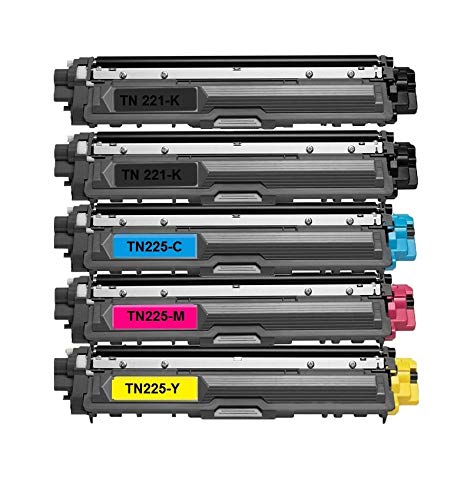 Calitoner Compatible Laser Toner Cartridges Replacement Brother TN221 TN225 for Brother MFC-9130CW, MFC-9330CDW, MFC-9340CDW, HL-3140CW, HL-3170CDW Printer- (5 Pack)