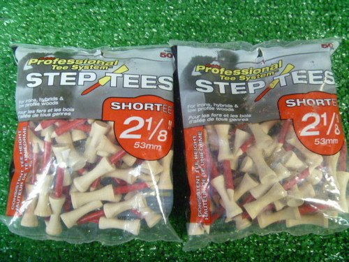 PRIDE GOLF STEP TEES SHORTEES 2 1/8 NATURAL GOLF TEES 2 BAGS