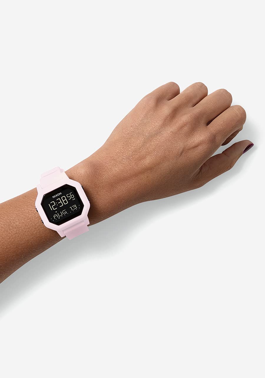 NIXON Siren A1311 - Pale Pink - 100m Water Resistant Women's Digital Sport Watch, 38mm Watch Face, 18mm-16mm Pu/Rubber/Silicone Band