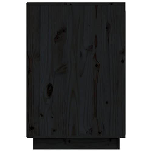 vidaXL Solid Wood Pine Desk Home Indoor Bedroom Office Work Station Storage Wooden Standing Writing Computer Study Working Desk Furniture Black
