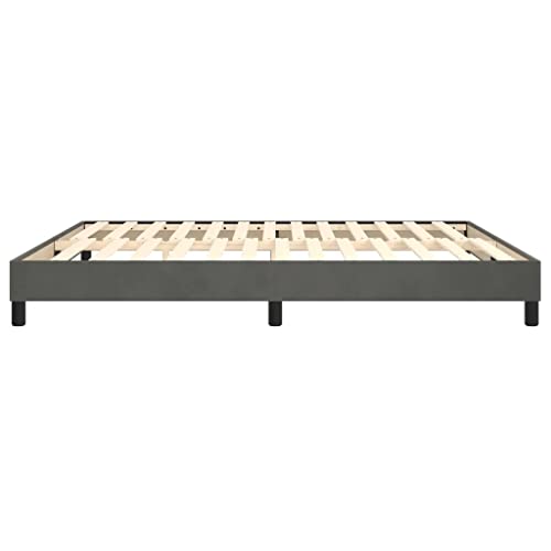 vidaXL Box Spring Bed Frame Home Indoor Bedroom Bed Accessory Wooden Upholstered Double Bed Base Furniture Dark Gray 76"x79.9" King Velvet