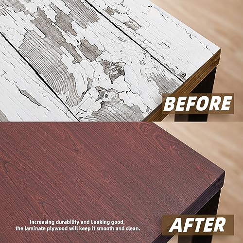 ZYJT Cherry Wood Veneer, 3D Texture Laminate 24" x 48" Non Glued Flexible Durable PVC Wood Veneer Sheets Panels for DIY Table Cabinet Furniture Decorative