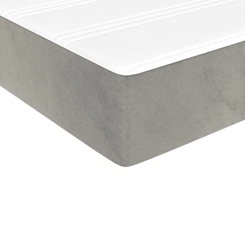 vidaXL Box Spring Bed with Mattress Home Bedroom Mattress Pad Single Bed Frame Base Foam Topper Furniture Light Gray 39.4"x74.8" Twin Velvet