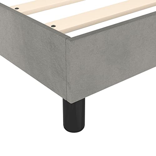vidaXL Box Spring Bed with Mattress Home Bedroom Mattress Pad Single Bed Frame Base Foam Topper Furniture Light Gray 39.4"x74.8" Twin Velvet