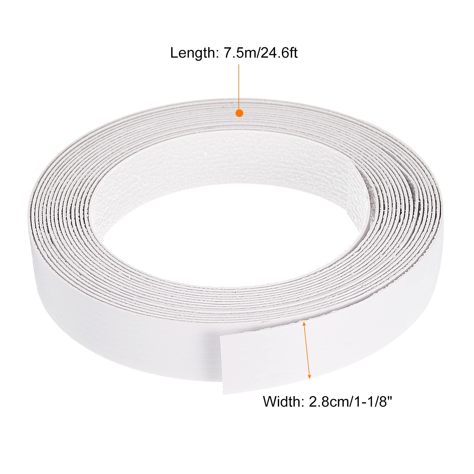 uxcell Edge Banding, 1-1/8 inch x 24.6ft Pre-Glued White Embossed Veneer Edging Iron-on Flexible Edge Banding for Cabinet Repair Furniture Restoration