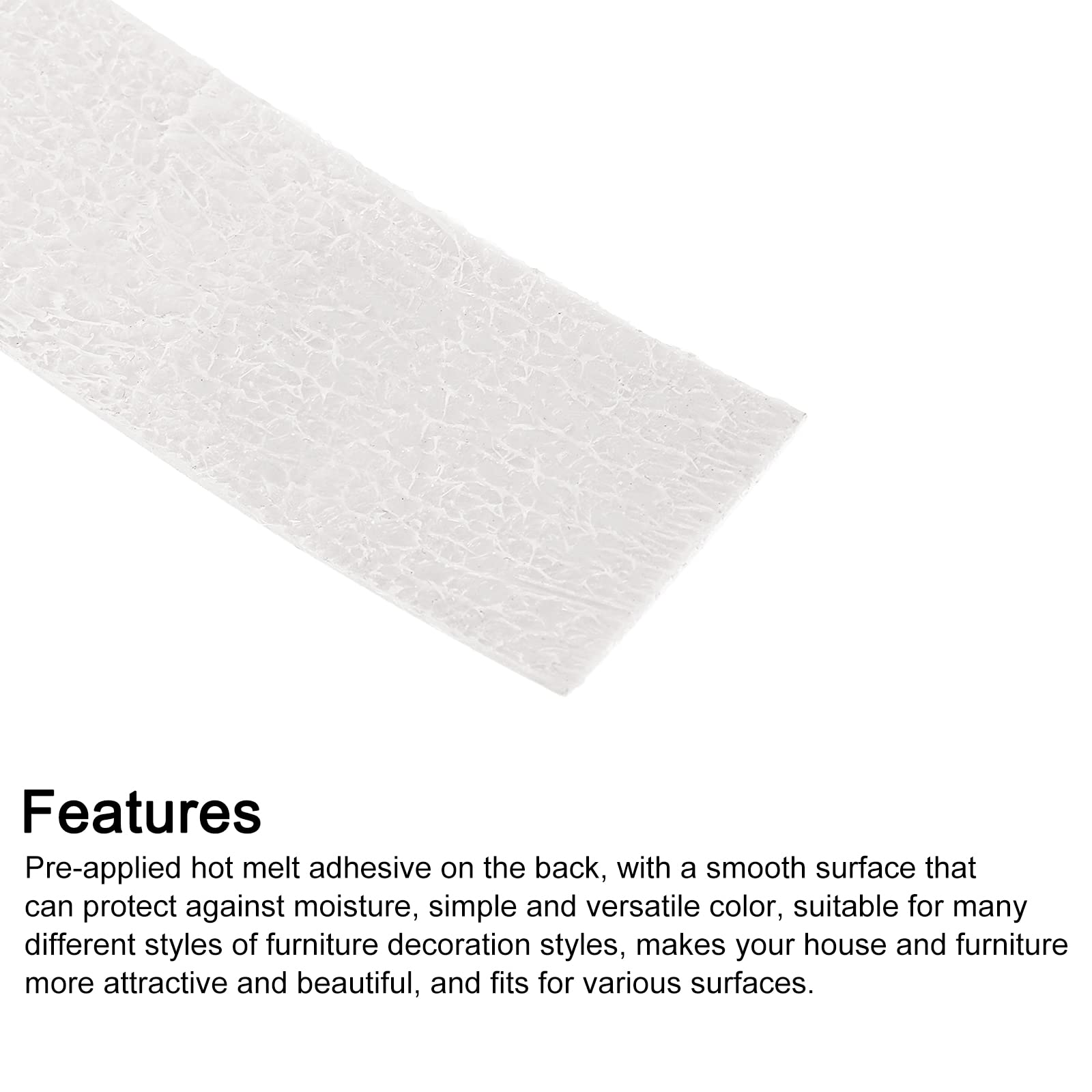 uxcell Edge Banding, 1-1/8 inch x 24.6ft Pre-Glued White Embossed Veneer Edging Iron-on Flexible Edge Banding for Cabinet Repair Furniture Restoration