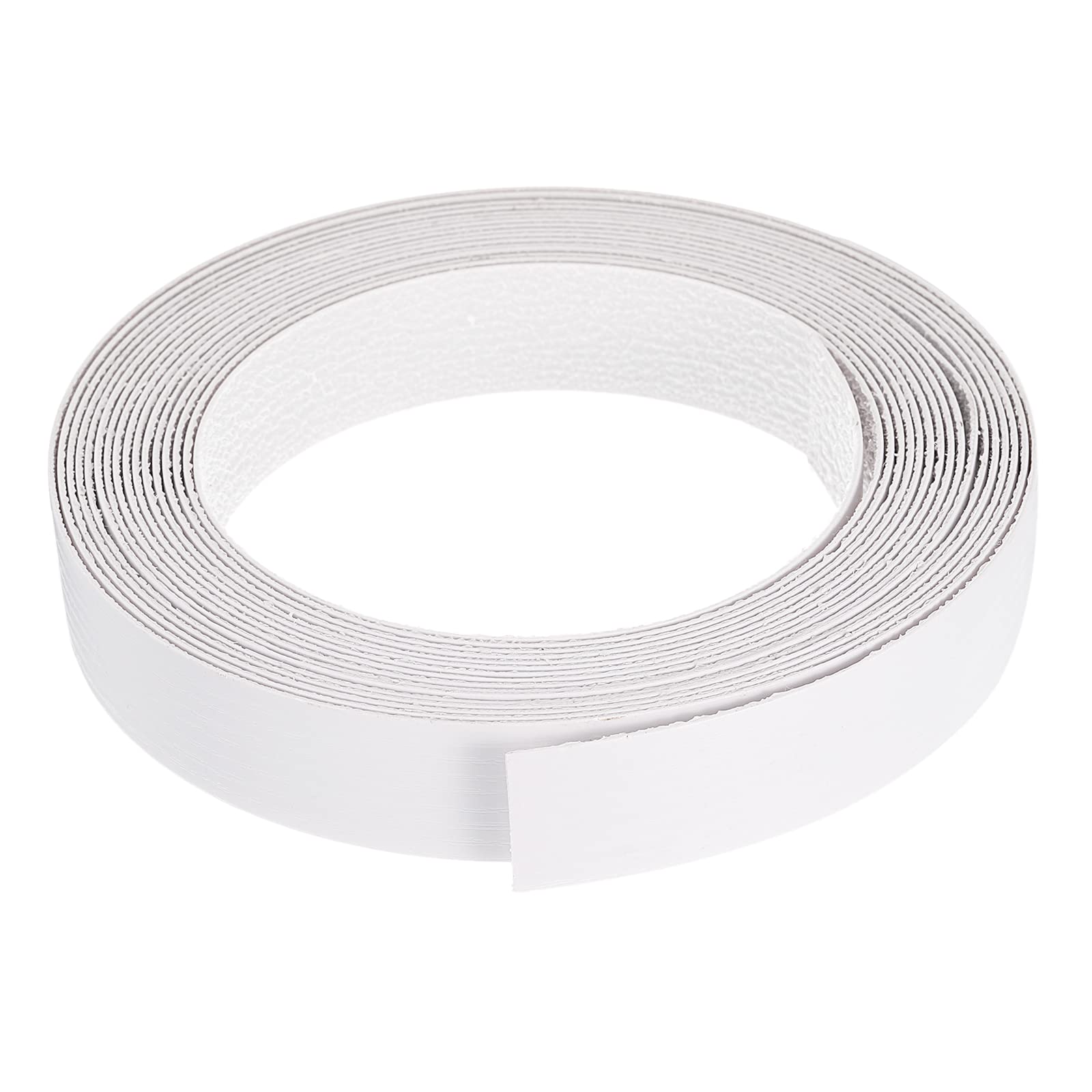 uxcell Edge Banding, 1-1/8 inch x 24.6ft Pre-Glued White Embossed Veneer Edging Iron-on Flexible Edge Banding for Cabinet Repair Furniture Restoration