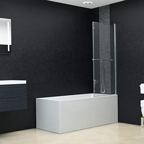 vidaXL Folding Shower Enclosure 2 Panels Collapsible Shower Door Home Cabin Screen Cubicle Panels Walls Bath Attachment Bathroom Foldable ESG