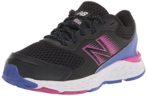 New Balance Kid's 680 V6 Lace-up Running Shoe, Black/Magenta Pop/Aura, 2 Little Kid