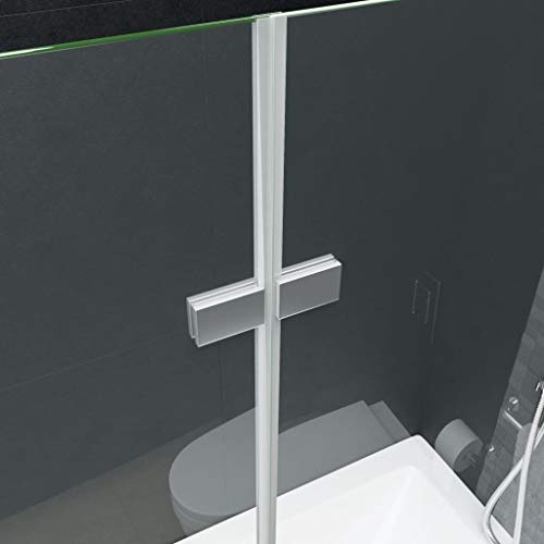 vidaXL Folding Shower Enclosure 2 Panels Collapsible Shower Door Home Cabin Screen Cubicle Panels Walls Bath Attachment Bathroom Foldable ESG