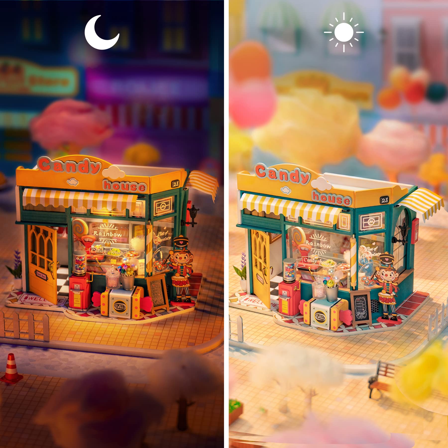 ROBOTIME DIY Miniature House Kit with Furnitures Tiny House Making Kit with LED Light 1:24 Scale Store Kit Creative Gifts Home Decor