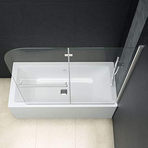 vidaXL Folding Shower Enclosure 2 Panels Collapsible Shower Door Home Cabin Screen Cubicle Panels Walls Bath Attachment Bathroom Foldable ESG