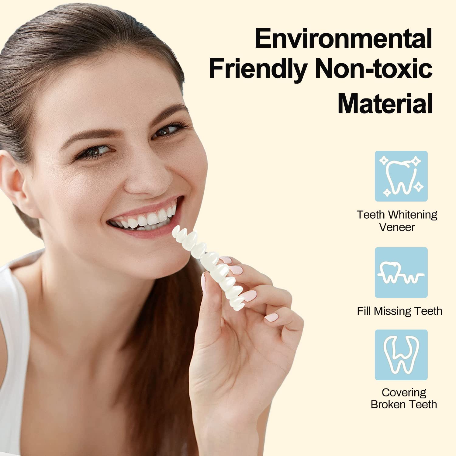 Tooth Repair Kit,Temporary Natural Shade Fake Teeth for Filling The Gap, Moldable Fake Teeth and Thermal Beads Replacement Kit Replace The Missing or Broken Tooth-6PCS(D-16)