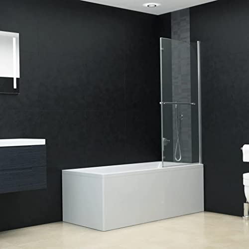 vidaXL Folding Shower Enclosure 2 Panels Collapsible Shower Door Home Cabin Screen Cubicle Panels Walls Bath Attachment Bathroom Foldable ESG