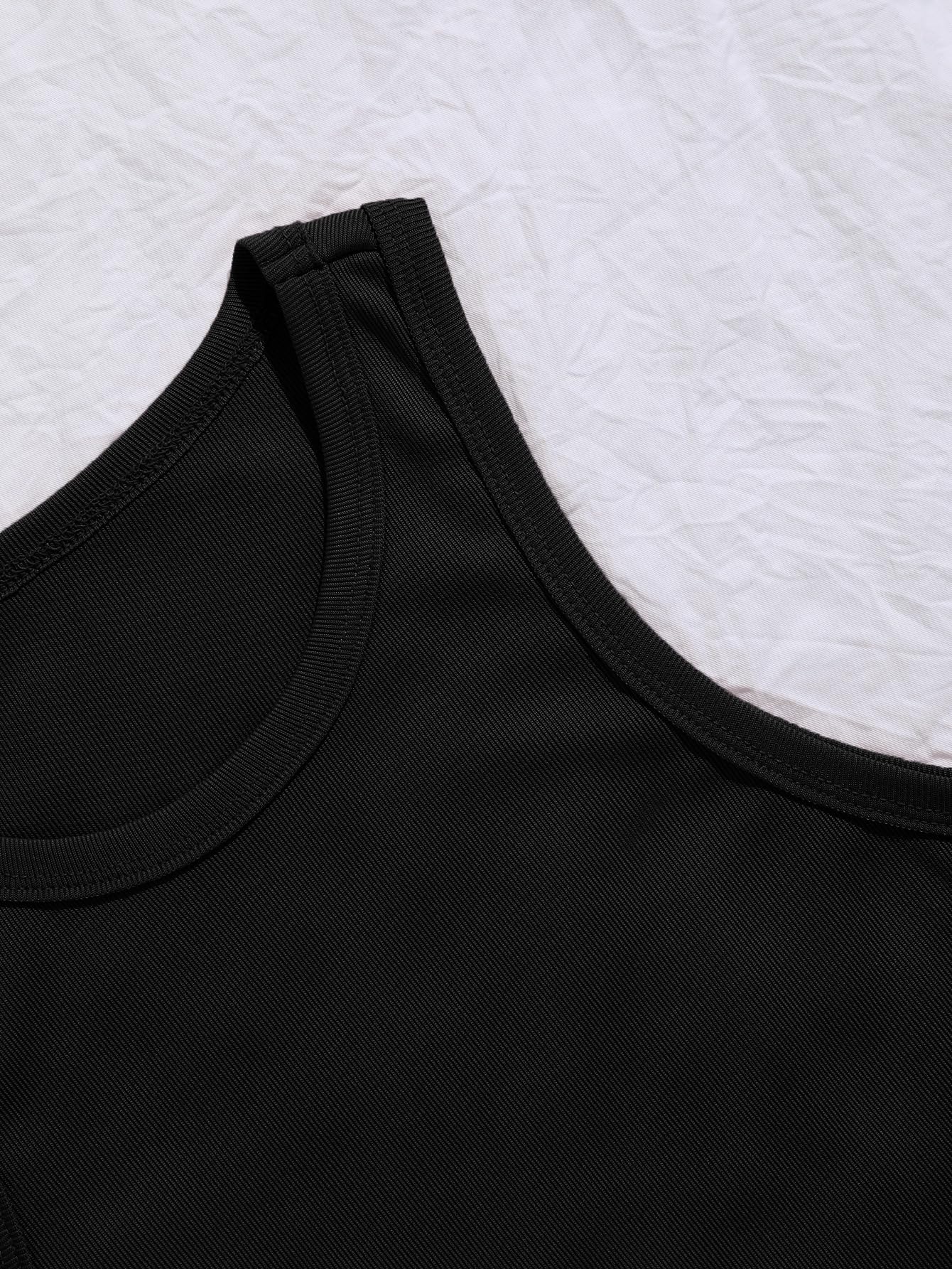 Verdusa Women's 2 Piece Outfit Sleeveless Crop Tank Top and Shorts Tracksuit Set Black XL