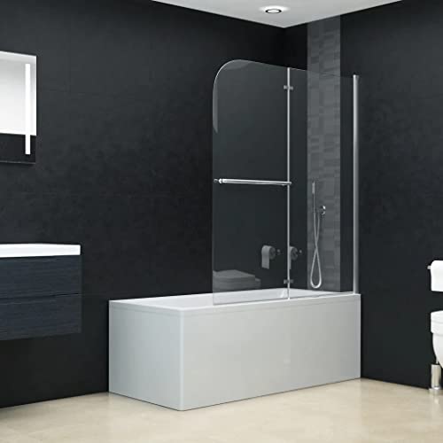vidaXL Folding Shower Enclosure 2 Panels Collapsible Shower Door Home Cabin Screen Cubicle Panels Walls Bath Attachment Bathroom Foldable ESG