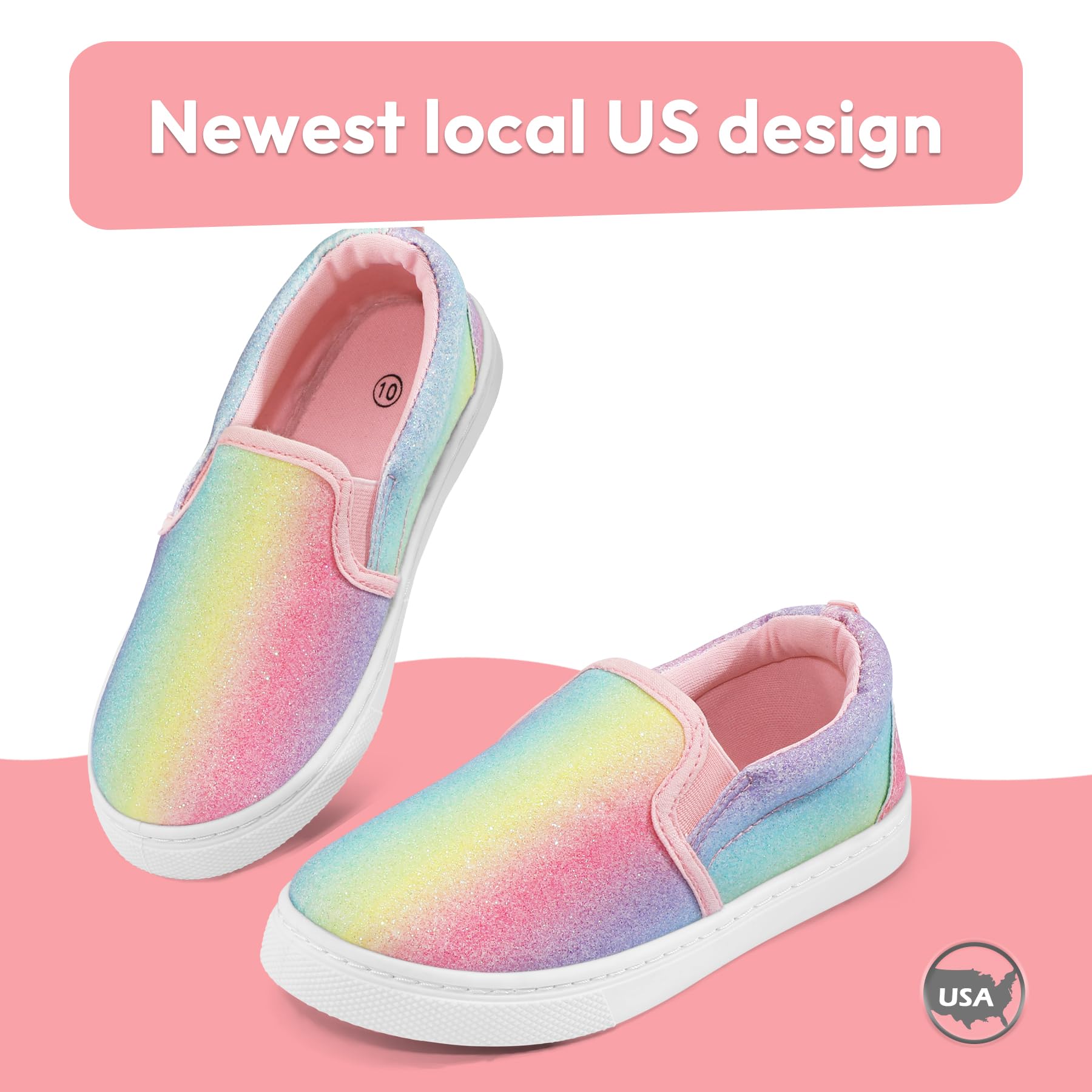 K KomForme Toddler Girls Boys Shoes Little Kids Slip on Canvas Sneakers for Running/Walking