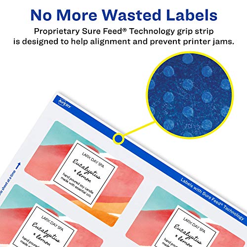 Avery Glossy White Rectangle Labels with Sure Feed, 2" x 3.75", 400 Glossy White Labels, Print-to-The-Edge, Permanent Label Adhesive, Laser/Inkjet Printable Labels