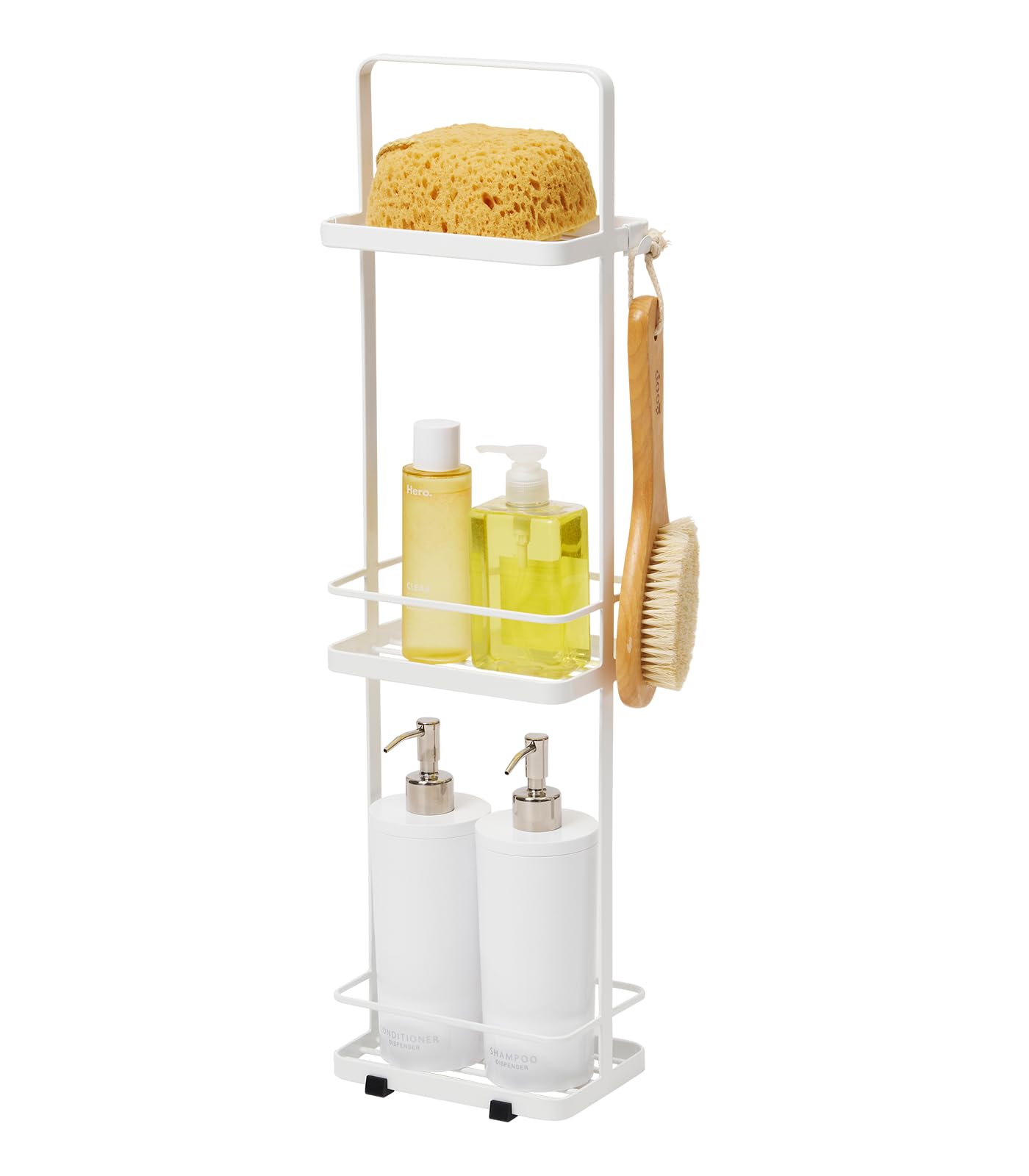 Yamazaki Home Wire Standing Bath Shelf Baskets | Steel | Tall | Shower Caddy, White