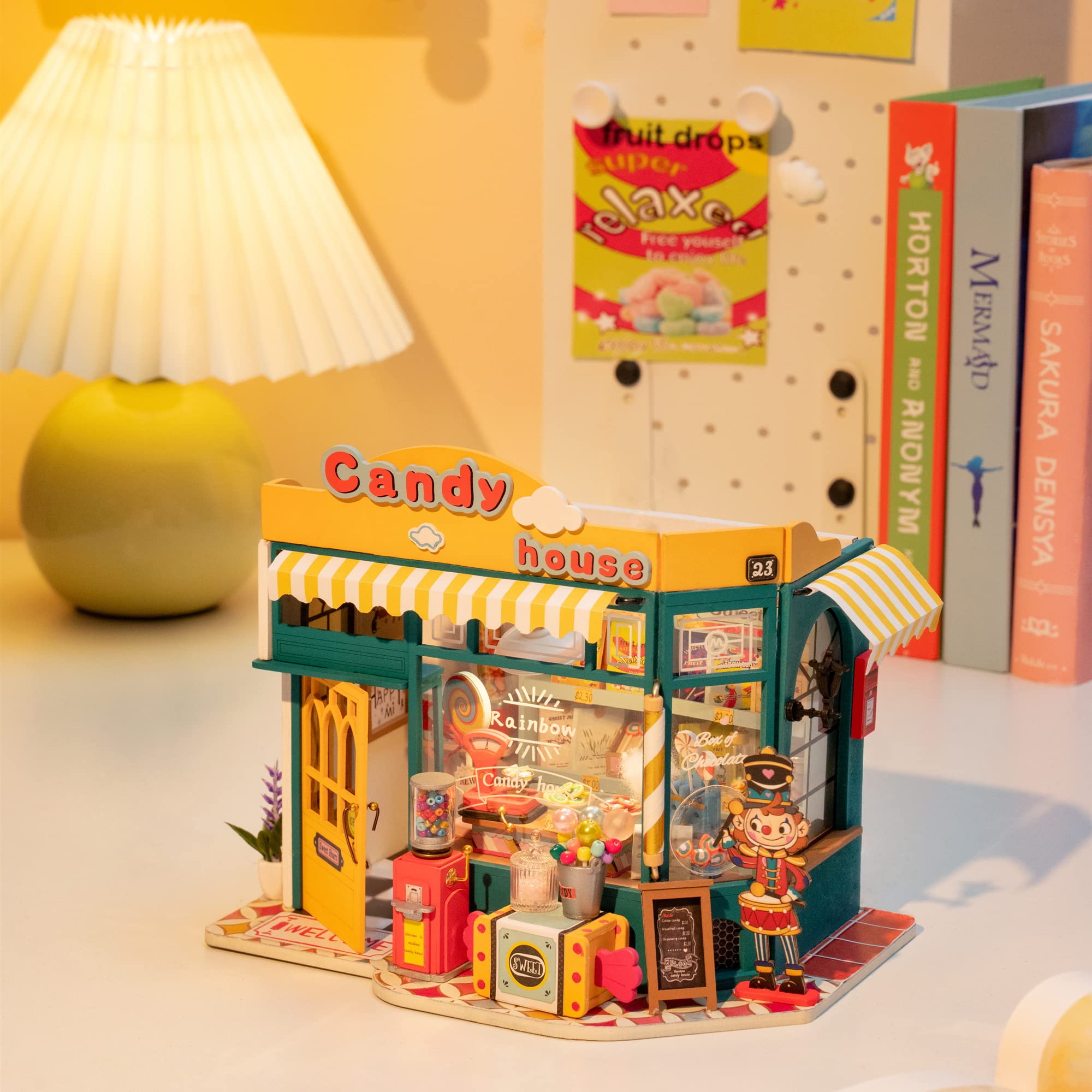ROBOTIME DIY Miniature House Kit with Furnitures Tiny House Making Kit with LED Light 1:24 Scale Store Kit Creative Gifts Home Decor