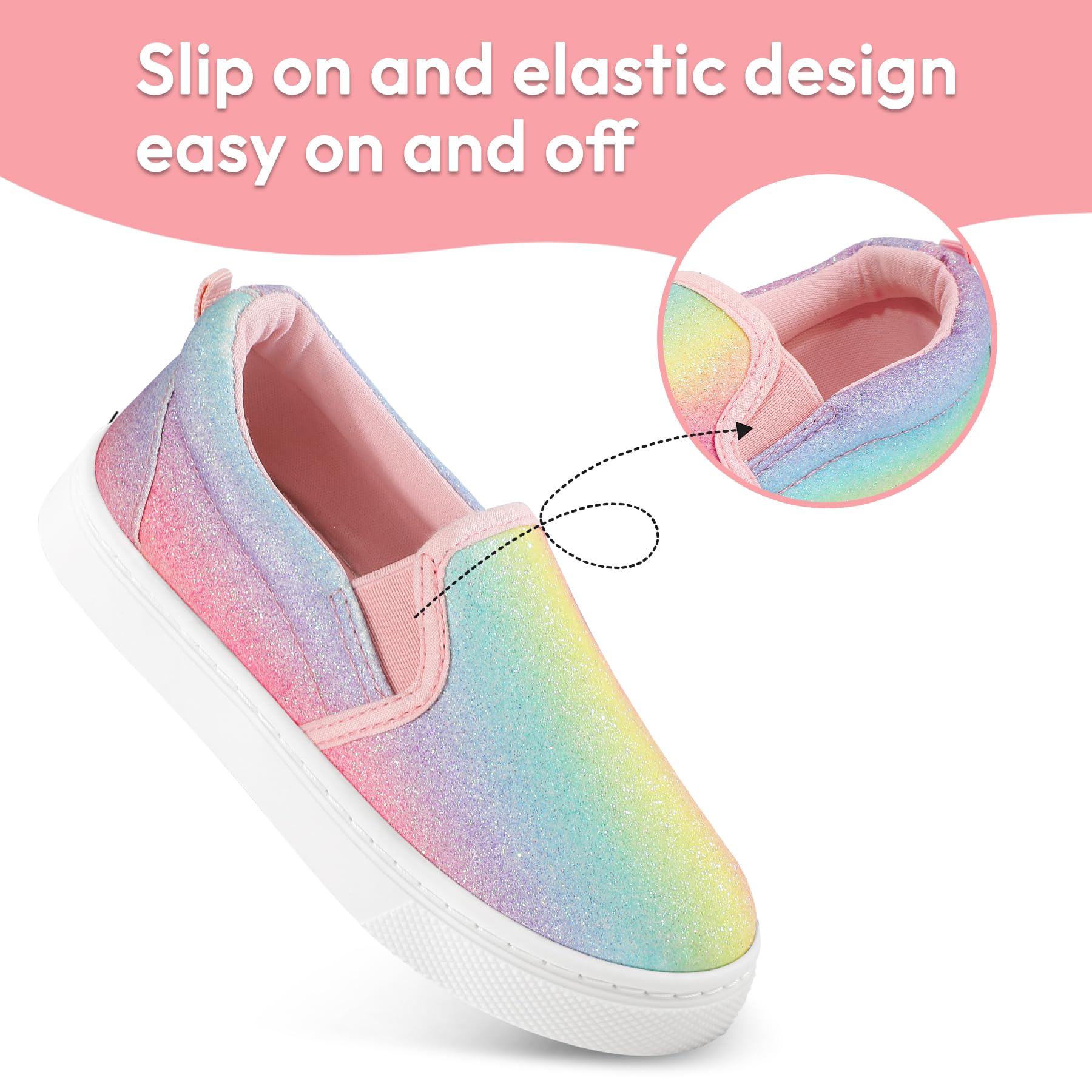 K KomForme Toddler Girls Boys Shoes Little Kids Slip on Canvas Sneakers for Running/Walking