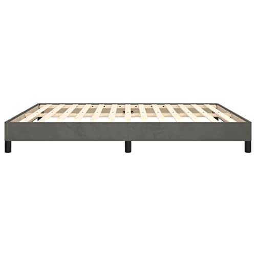 vidaXL Bed Frame Home Indoor Bed Accessory Bedroom Upholstered Wooden Double Bed Base Frame Furniture Dark Gray 76"x79.9" King Velvet