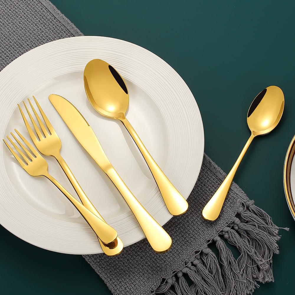 60 Pieces Black Silverware Set for 12, Compralo Stainless Steel Shiny Black Flatware Set, Cutlery Utensil Sets Include Knife Fork Spoon Set for Home Restaurant, Mirror Finish, Dishwasher Safe