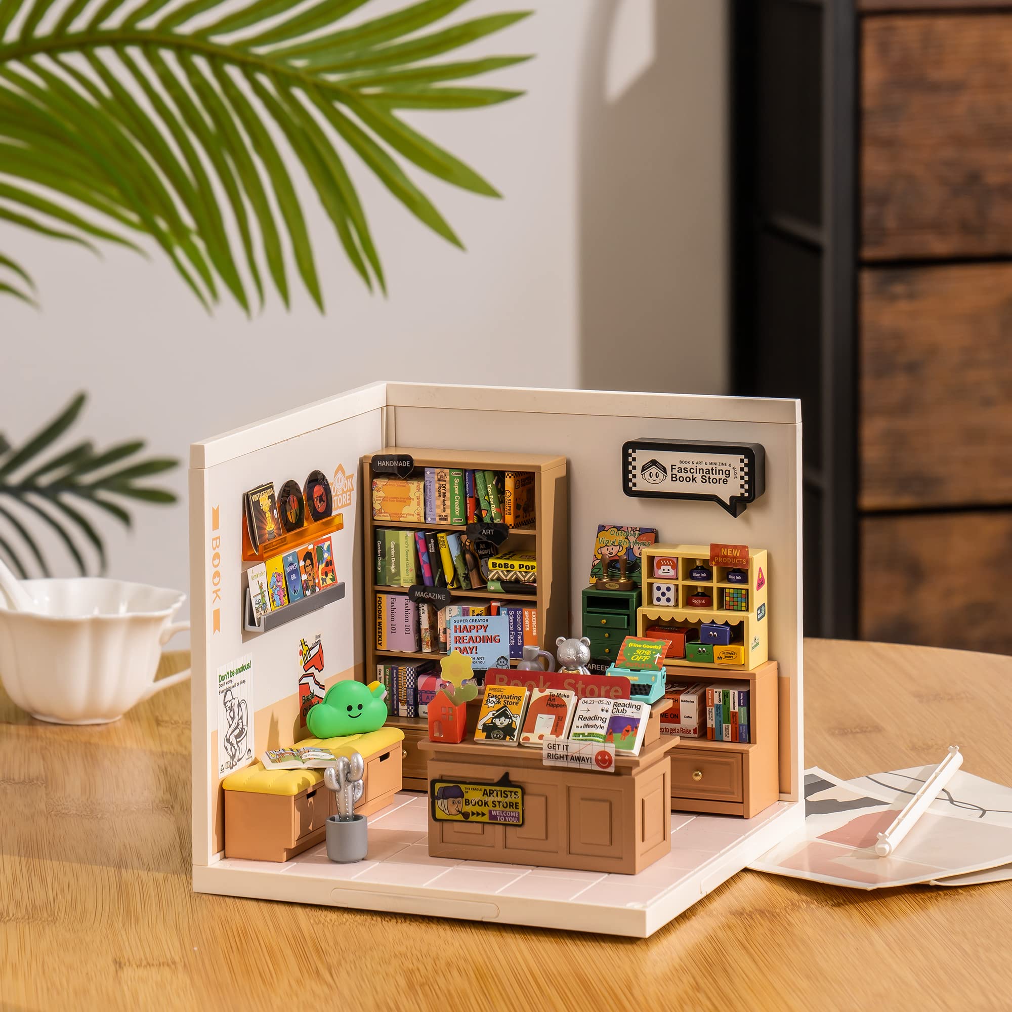 ROBOTIME DIY Miniature House - 1:24 Scale Realistic Store Kit with LED Light - Tiny Model Mini House with Furniture, Best Birthday Gift