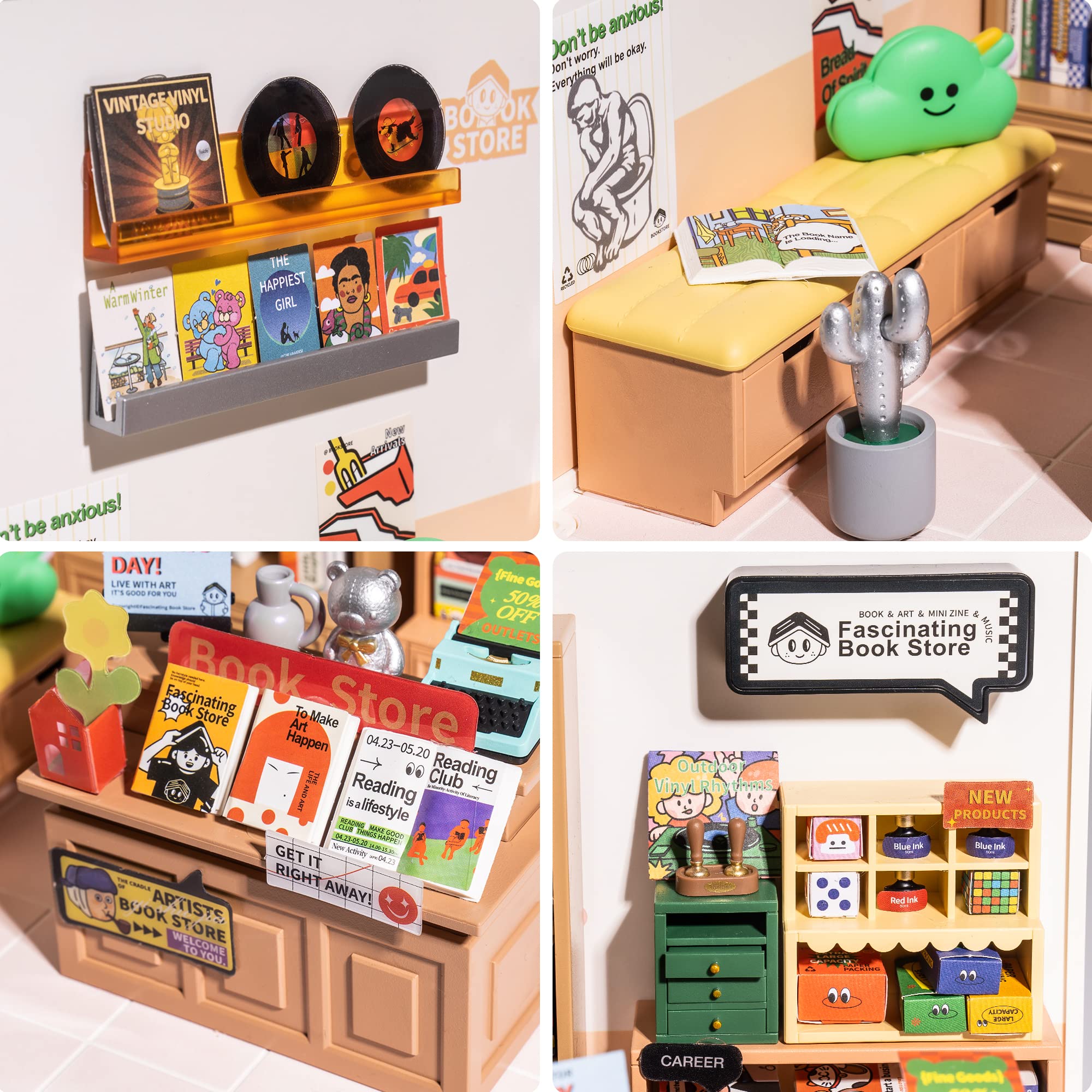 ROBOTIME DIY Miniature House - 1:24 Scale Realistic Store Kit with LED Light - Tiny Model Mini House with Furniture, Best Birthday Gift