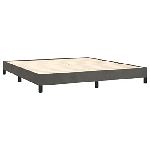 vidaXL Bed Frame Home Indoor Bed Accessory Bedroom Upholstered Wooden Double Bed Base Frame Furniture Dark Gray 76"x79.9" King Velvet