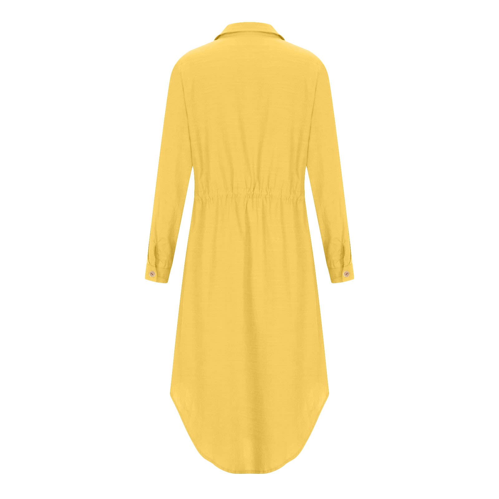 Ceboyel Linen Shirt Dresses for Women Button Down Drawstring Causal Dress Plain Long Maxi Dresses Trendy Ladies Outfits 2023 Plus Size Summer Dresses Yellow L