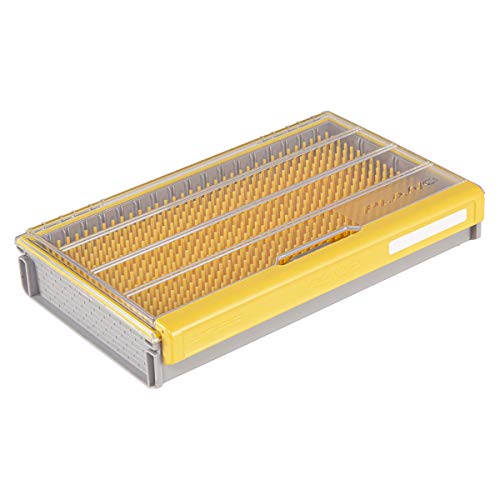 Plano EDGE Flex Crankbait 3700 Premium Utility Box, Gray and Yellow with Clear Lid, Waterproof Tackle Box Storage for Small Crankbaits, Buzzbaits and Swimbaits
