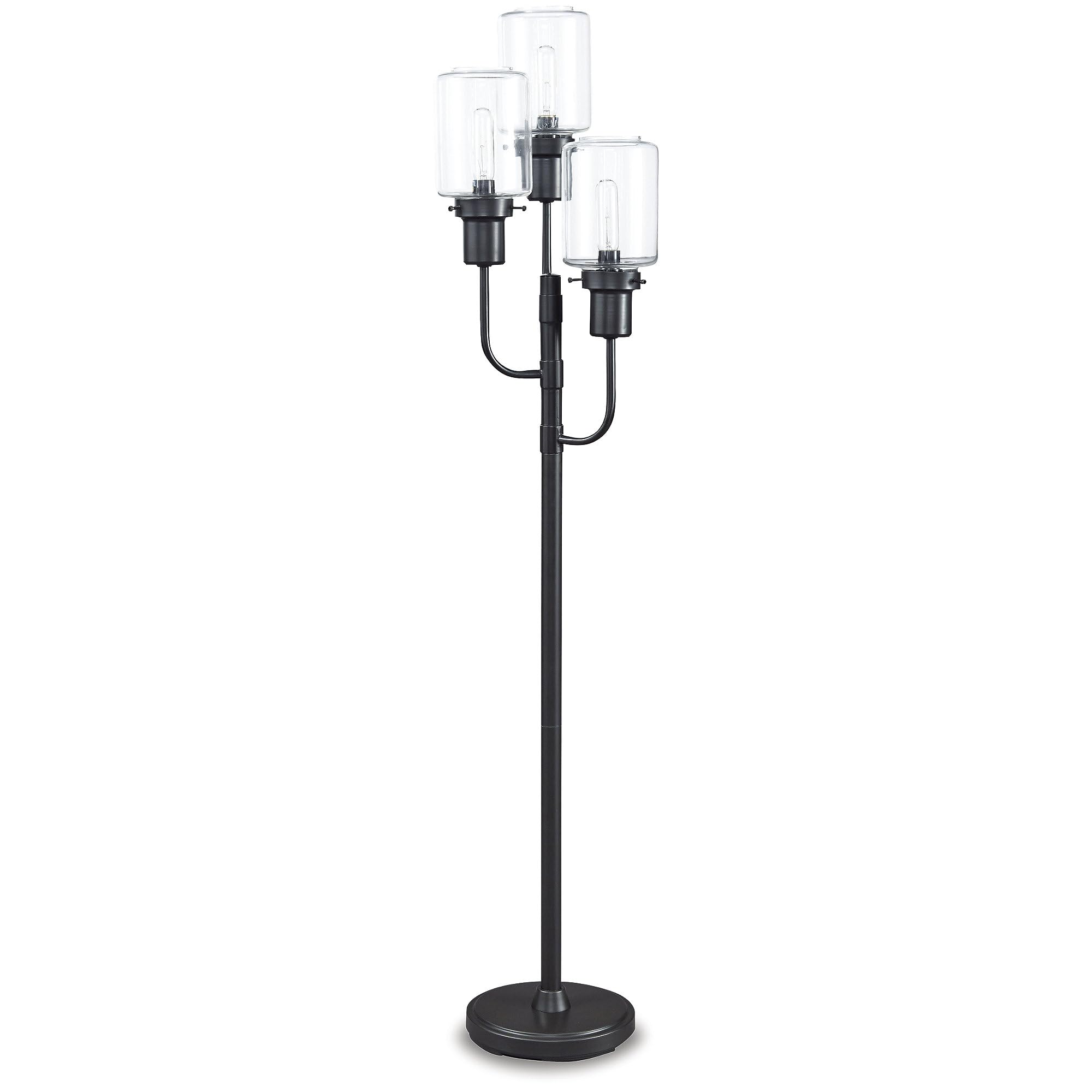 Signature Design by Ashley Jaak Contemporary 60" Floor Lamp with 3 Glass Shades, Bronze