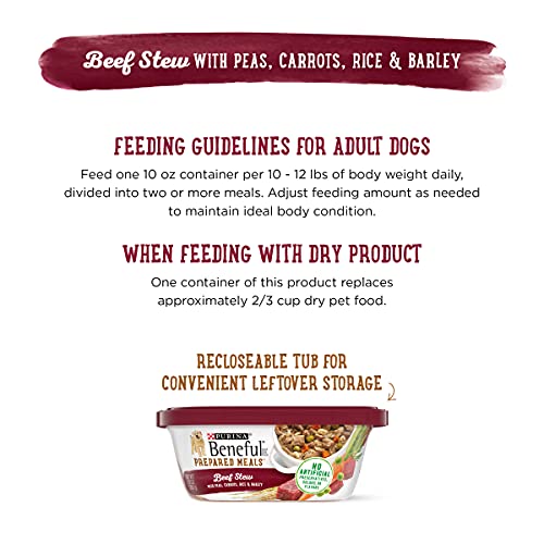 Purina Beneful High Protein, Gravy Wet Dog Food, Prepared Meals Beef Stew - (8) 10 oz. Tubs