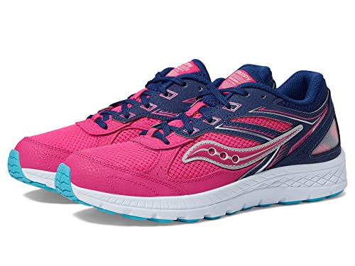 Saucony Cohesion 14 Lace to Toe Sneaker, Pink/Navy, 2 US Unisex Big Kid