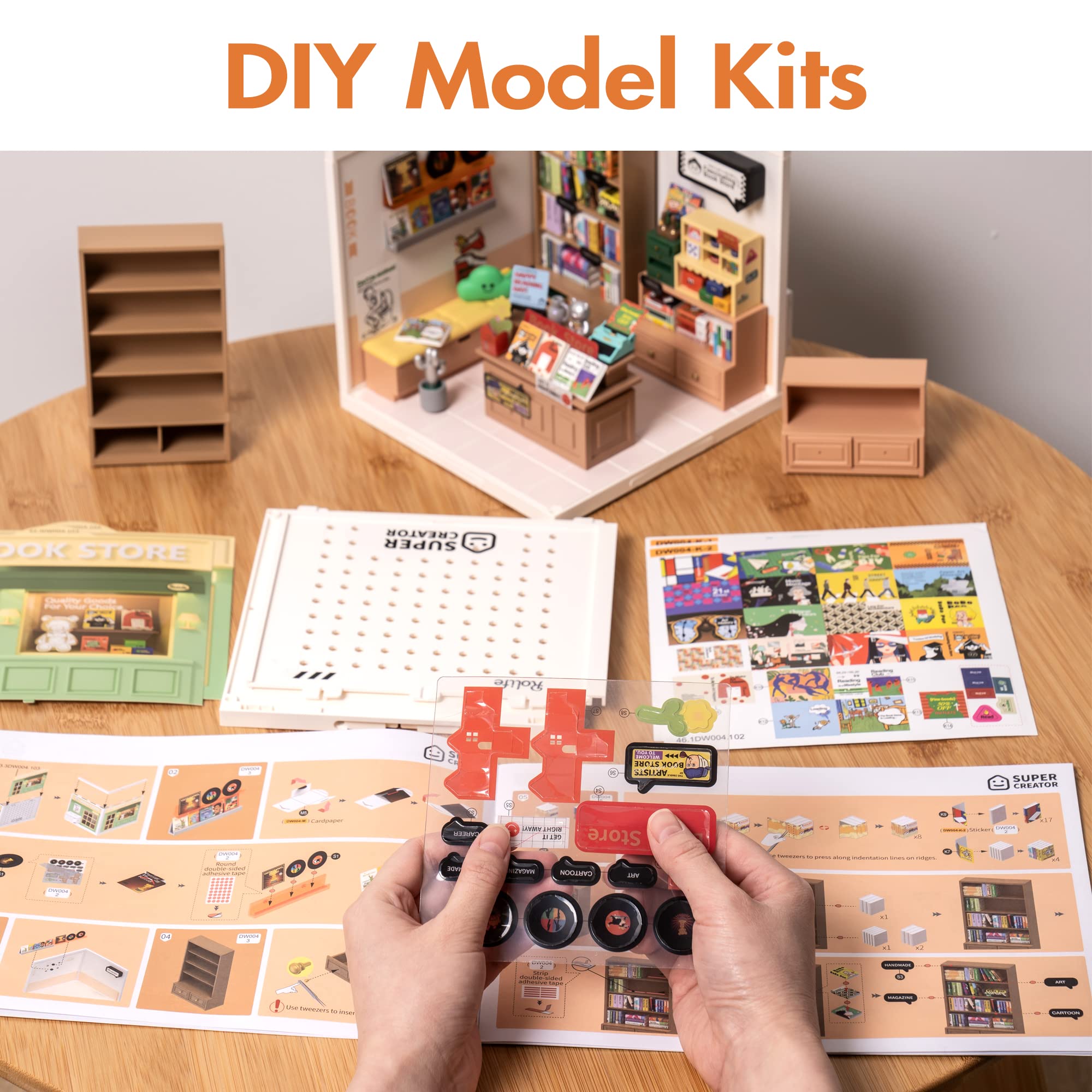 ROBOTIME DIY Miniature House - 1:24 Scale Realistic Store Kit with LED Light - Tiny Model Mini House with Furniture, Best Birthday Gift
