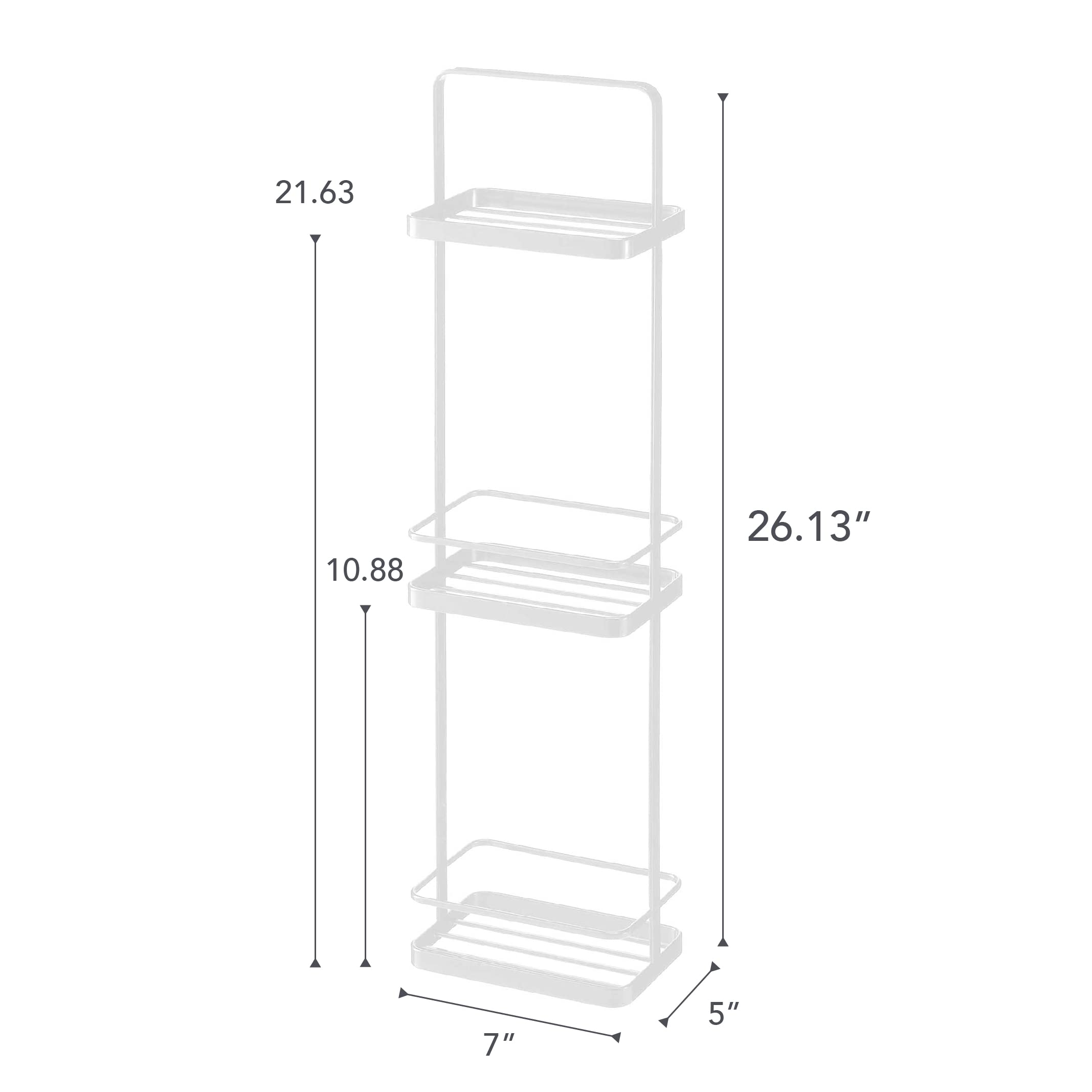 Yamazaki Home Wire Standing Bath Shelf Baskets | Steel | Tall | Shower Caddy, White