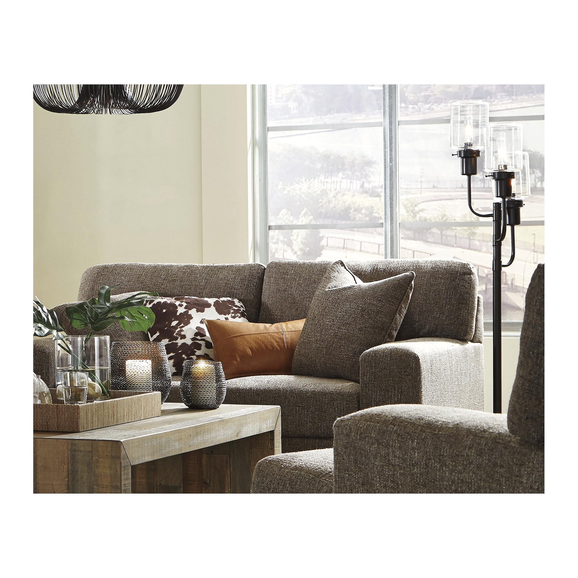 Signature Design by Ashley Jaak Contemporary 60" Floor Lamp with 3 Glass Shades, Bronze